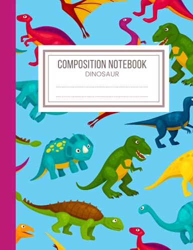 Dinosaur Composition Notebook Dotted Midline: Primary Story Journal ...