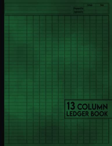 Accounting Ledger 13 Column Log Book: Texture green vintage old style ...