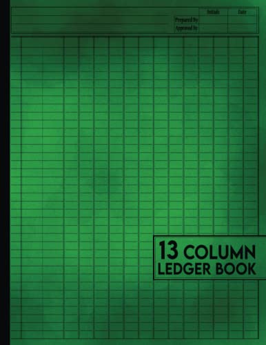 Accounting Ledger 13 Column Log Book: Texture green vintage old style ...
