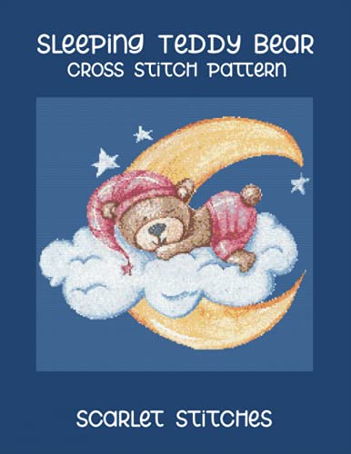 Sleeping Teddy Bear Cross Stitch Pattern: Nursery Art DIY Cute ...
