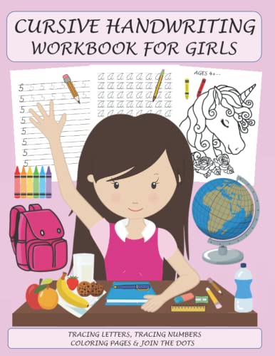 CURSIVE HANDWRITING BOOK FOR GIRLS: TRACING LETTERS, TRACING NUMBERS ...