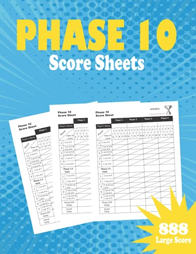 Phase 10 Score Sheets: 888 Large Score Pads for Scorekeeping – Phase 10 ...