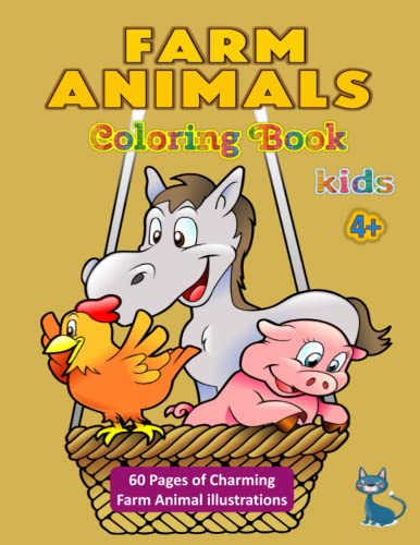 Farm Animals Coloring Book: Farm Animals Coloring Book : 60 Big, Simple ...