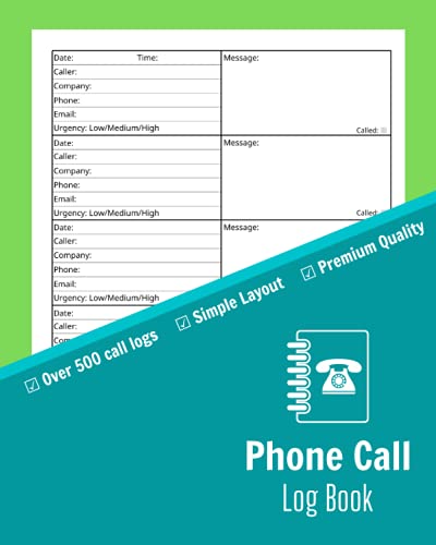 Phone Call Log Book: Phone Call & Voicemail Recording Notebook, Over ...