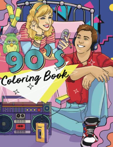 90's Adult Coloring Book: 40 Nostalgic, Fun & Relaxing pages by Sun El ...