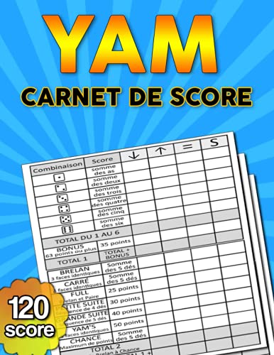 Yams Bloc De Marque Et Carnet De Scores: Jeu De Dés Yam's Et Yahtzee ...