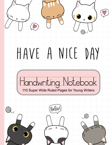Cute Cats Super-Wide Lined Handwriting Practice Notebook: 8/5 x 11 ...