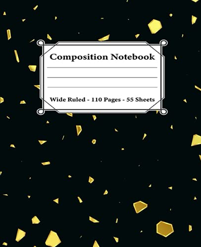 Marble Composition Notebook Wide Ruled: Black And Gold Marble ...