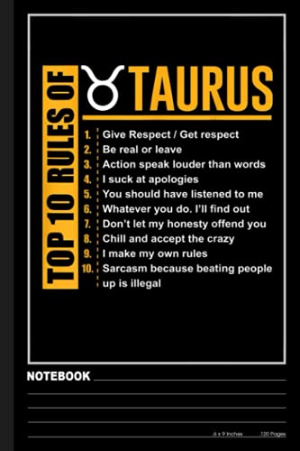 Top 10 Rules Of Taurus Zodiac Notebook: Zodiac Notebook | Astrology ...