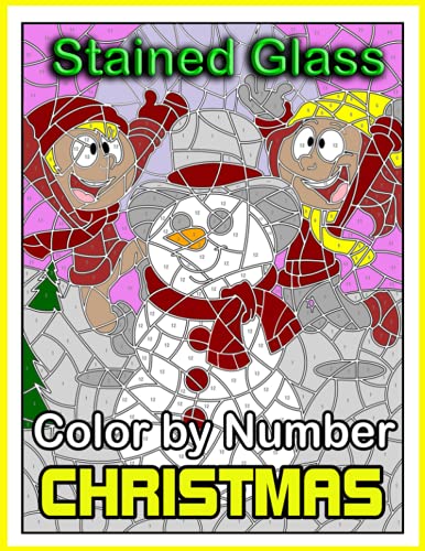 Stained Glass Color By Number Christmas: Christmas Stained Glass ...