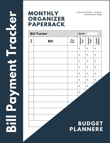 Bill Payment Tracker: Simple Monthly Bill Payments Checklist Organizer ...
