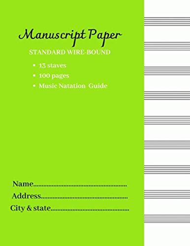 Standard Wirebound Manuscript Paper (Green Cover): 8.5 x 11 in by ...