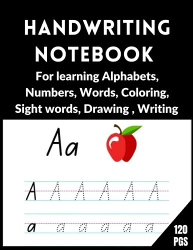 Handwriting Notebook: For learning Alphabets, Numbers, Words, Coloring ...