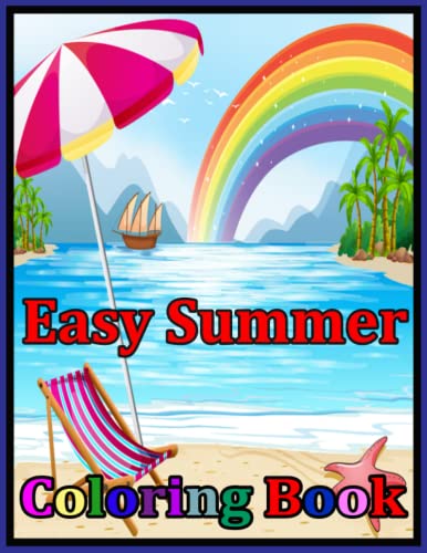 Easy Summer Coloring Book: Coloring Book with Peaceful Seaside ...