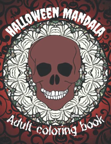 Halloween Mandala Adult Coloring Book: Easy Large Print Adult Coloring ...