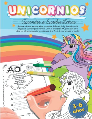 UNICORNIOS APRENDER A ESCRIBIR LETRAS: Aprende a trazar, escribir ...