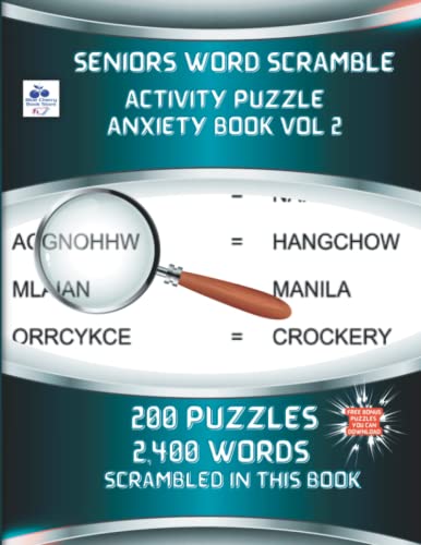 Seniors Word Scramble Activity Puzzle Anxiety Book V2: Great year round ...