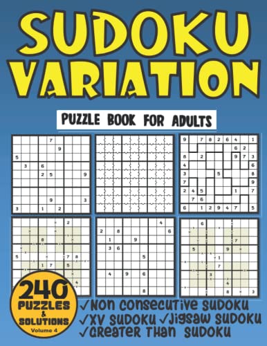 Sudoku Variations Puzzles For Adults: 240 Fun and Challenging Sudoku ...