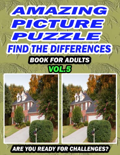AMAZING PICTURE PUZZLE FIND THE DIFFERENCES BOOK FOR ADULTS VOL.5: SPOT ...