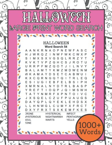 Halloween Large Print Word Search 1000+ Words: Spooky Themed Puzzles ...