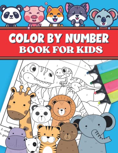 Color by Numbers Book For Kids: 50 Animal Themed Coloring Pages for ...