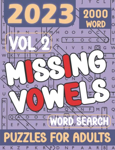 Missing Vowels Word Search: Word Search Missing Vowels for Adults , 100 ...