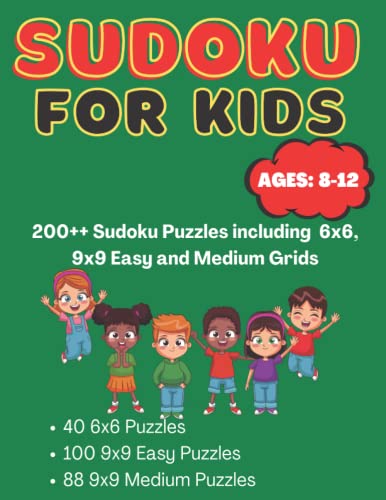 Sudoku for Kids Ages 8-12, 200++ Sudoku Puzzles including 6x6, 9x9 Easy ...