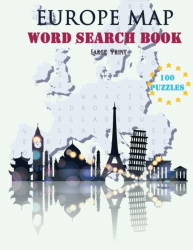Europe Map Word Search Book: 100 Large Print Themed Word Search Puzzles ...