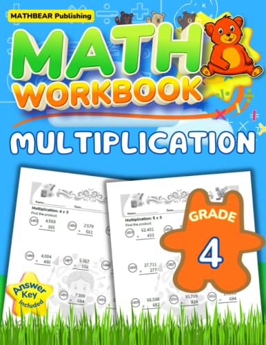 MathBear: Math Workbook Grade 4: Multiplication: 4th Grade Multi Digit ...