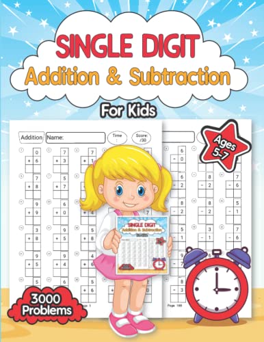 Single Digit Addition and Subtraction for Kids Ages 5-7: Math Addition ...