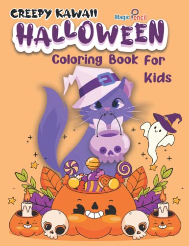 Creepy Kawaii Halloween Coloring Book For Kids: 50 Spooky Illustrations ...