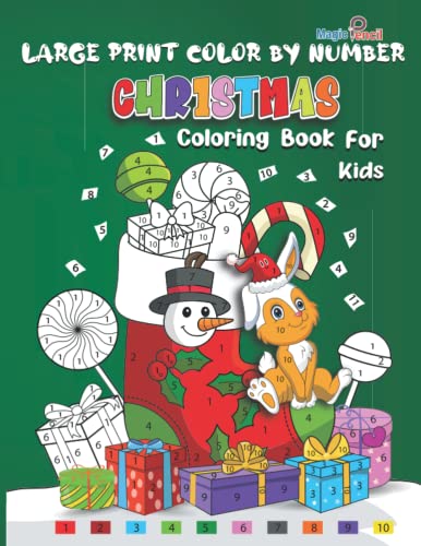 Large Print Color By Number Christmas Coloring Book For Kids: 50 new ...