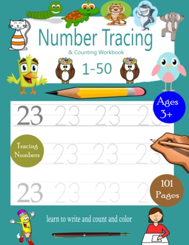 Learn to write and count and color: learn to count from 1 to 50 ...