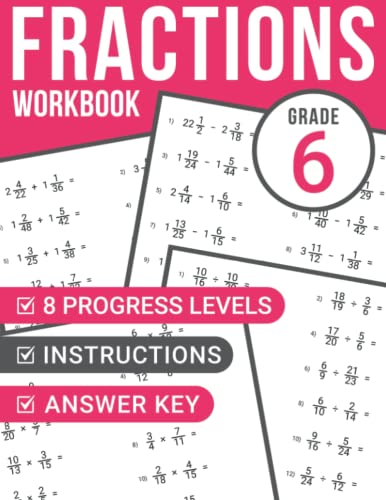 Fractions Workbook Grade 6 Math Problems For Clever Kids Ages 11 12 