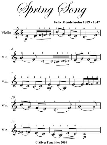 Spring Song Mendelssohn Easy Violin Sheet Music by Felix Mendelssohn ...