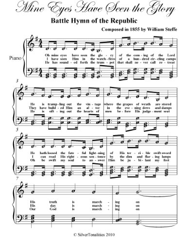 Mine Eyes Have Seen the Glory Elementary Piano Sheet Music by William ...