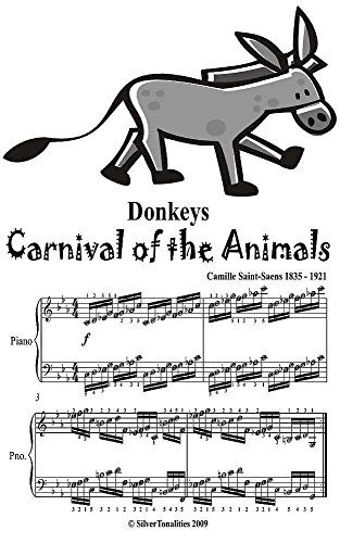 Donkeys Carnival of the Animals Elementary Piano Sheet Music Junior ...