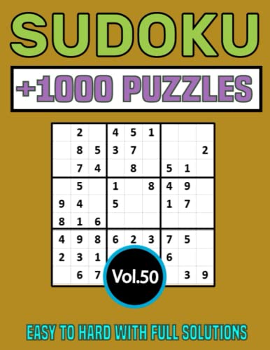 1000 Sudoku Puzzles from Easy to Hard for Adults: Over 1000 Sudoku ...