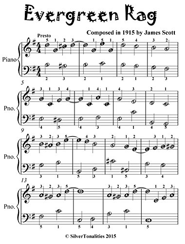 Evergreen Rag Easiest Piano Sheet Music for Beginner Pianists by James Scott | Goodreads