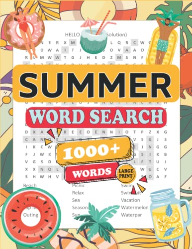 Summer Word Search: Summer Word Search Puzzle Book For Adults Large ...