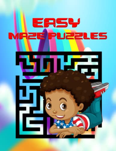 easy maze puzzles book for kids ages 4-8 with solutions: Maze Activity ...