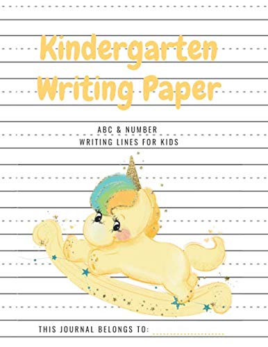 Kindergarten Writing Paper ABC & Number Writing Lines for Kids: 3 Line ...