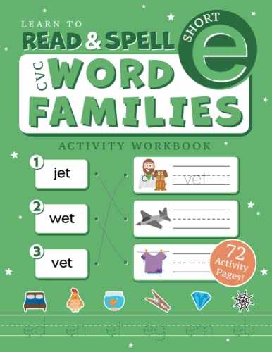 Learn to Read & Spell Short E CVC Word Families Activity Workbook ...