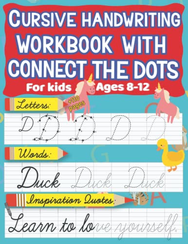 Cursive Handwriting Workbook for Kids ages 8-12: Cursive Practice ...