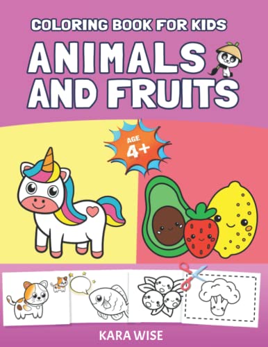 Coloring Book For Kids Animals And Fruits: 2 Books In 1: Easy Fun ...