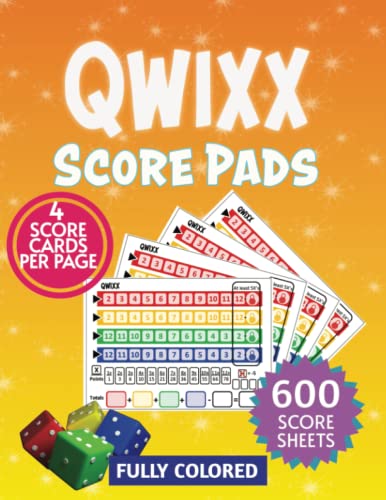 Qwixx Score Pads: Large Format Qwixx Dice Game Colored Score Sheets For ...
