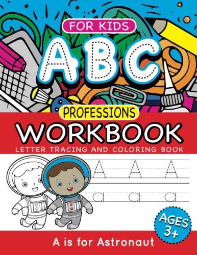 ABC Letter Tracing Coloring Book Workbook Professions For Kids Ages 3 ...