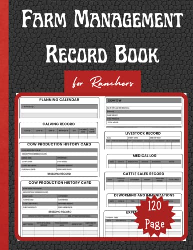 Farm Management Record Book for Ranchers: Keep Record Of Livestock ...