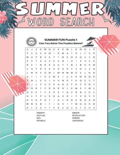 Summer Word Search Large Print: Summer Word Find Puzzles for Adults ...