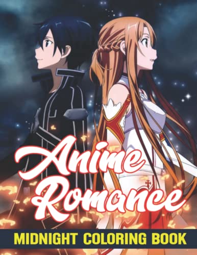 Midnight Anime Romance Coloring Book: Beautiful Coloring Pages On Black ...